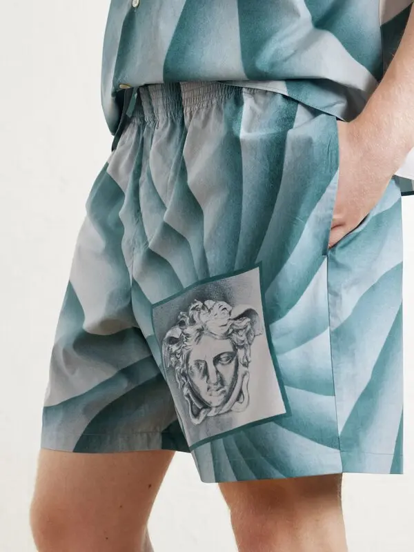 Versace Wide-leg Printed Cotton-poplin Shorts