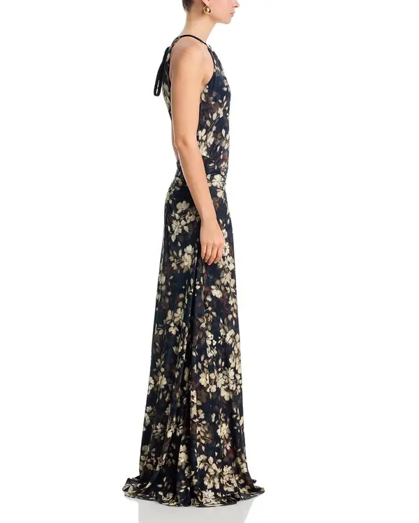 Simkhai Cerin Halterneck Floral Print Maxi Dress - Black Multi