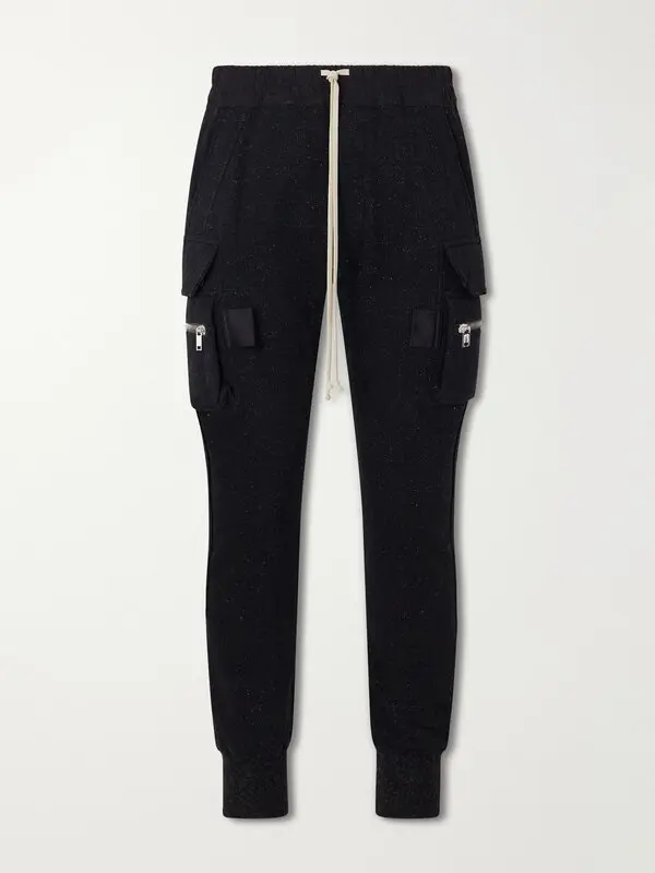 Rick Owens Mastodon Tapered Wool And Cotton-blend Jersey Sweatpants - Black