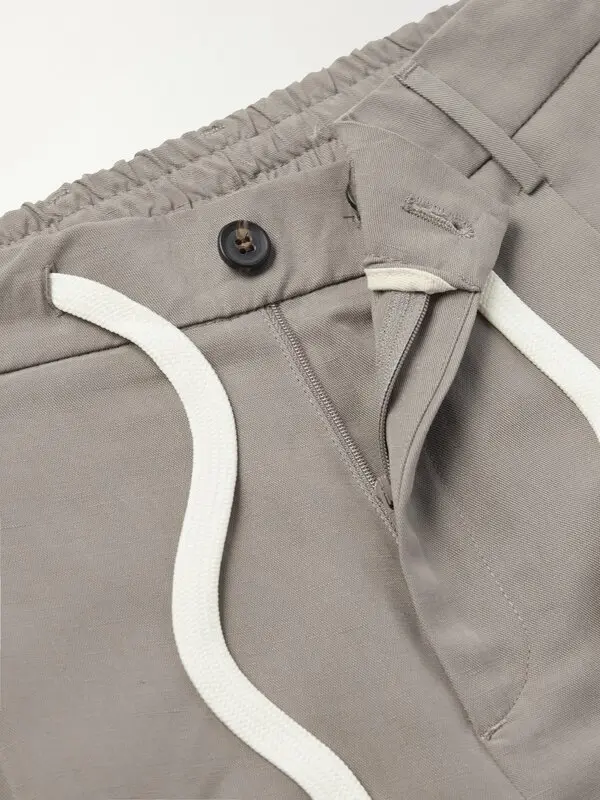 Eleventy Wide-leg Lyocell And Linen-blend Twill Shorts