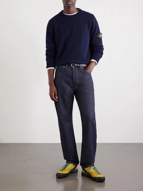 Stone Island Logo-appliquéd Wool-blend Sweater - Blue