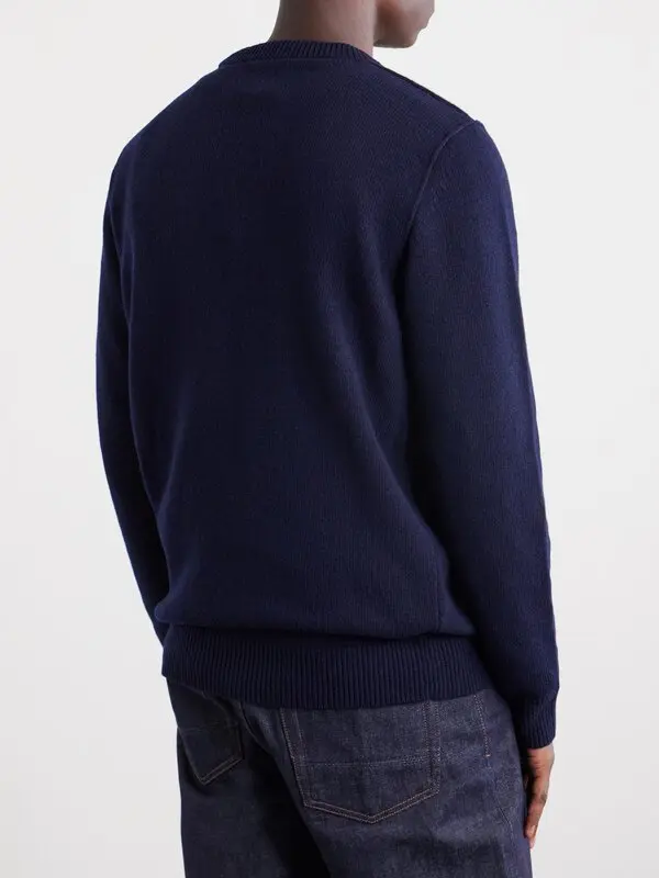 Stone Island Logo-appliquéd Wool-blend Sweater - Blue