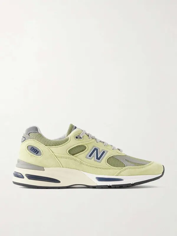 NEW BALANCE 991v2 Suede-trimmed Mesh Sneakers