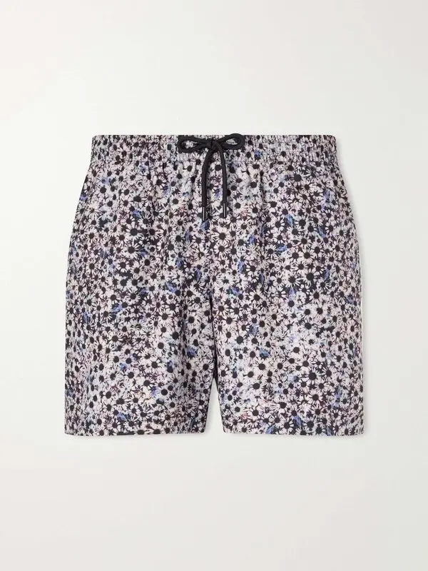Dries Van Noten Phibbs Straight-leg Mid-length Printed Swim Shorts - Gray