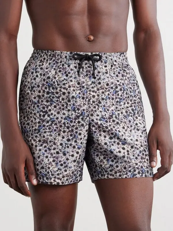 Dries Van Noten Straight-leg Mid-length Printed Swim Shorts - Gray