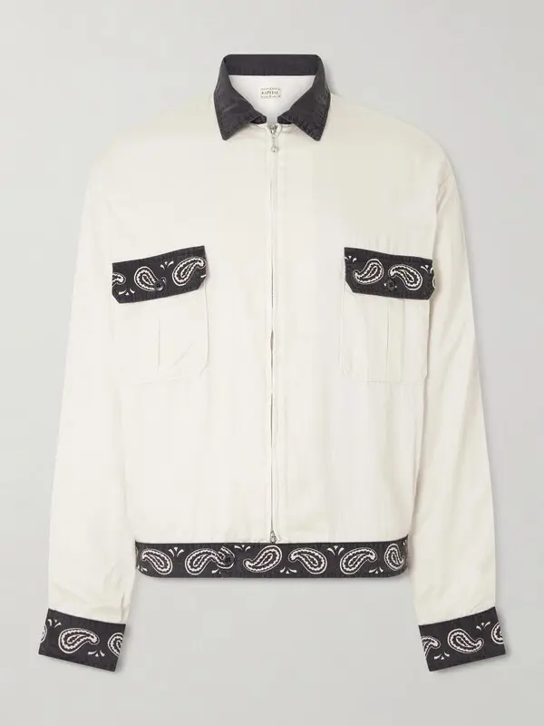 Kapital Rayon Twill Jacket With Bandana Print Accents - Neutrals