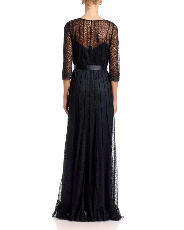 Rickie Freeman For Teri Jon Lace Pintuck Ruffle Hem Gown