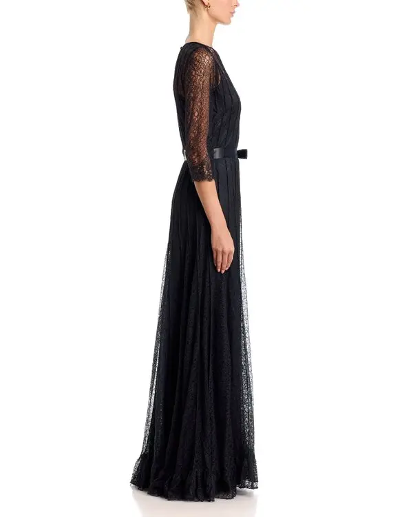 Rickie Freeman For Teri Jon Lace Pintuck Ruffle Hem Gown