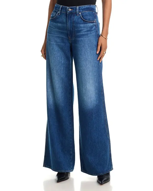 Veronica Beard Kasey Mid Rise Wide Leg Jeans - Bright Blue