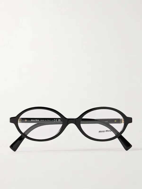 Miu Miu Oval-frame Acetate Optical Glasses - Black