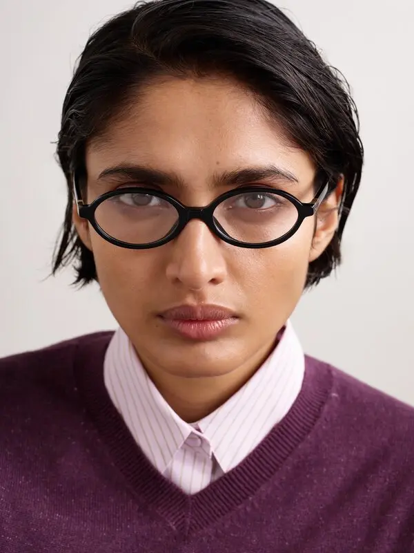 Miu Miu Oval-frame Acetate Optical Glasses - Black
