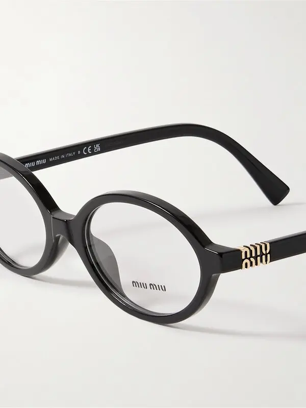 Miu Miu Oval-frame Acetate Optical Glasses - Black