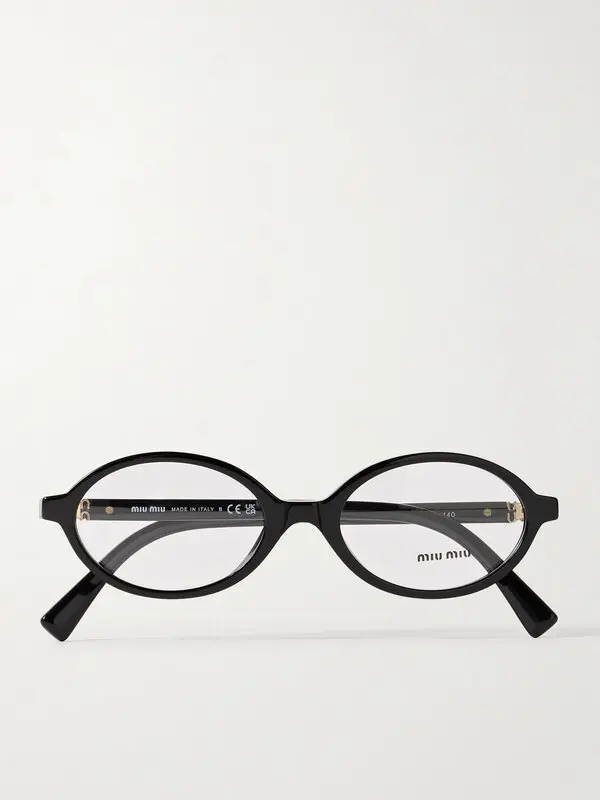 Miu Miu Oval-frame Acetate Optical Glasses - Black