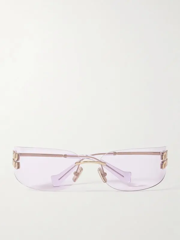 Miu Miu Gold-tone D-frame Rimless Sunglasses - Pink