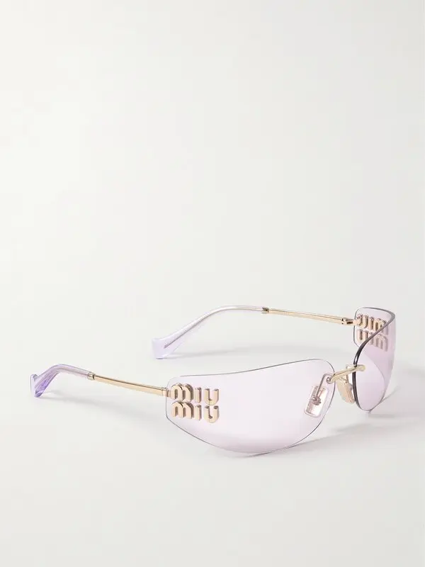 Miu Miu Gold-tone D-frame Rimless Sunglasses - Pink