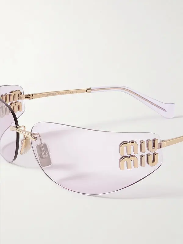 Miu Miu Gold-tone D-frame Rimless Sunglasses - Pink