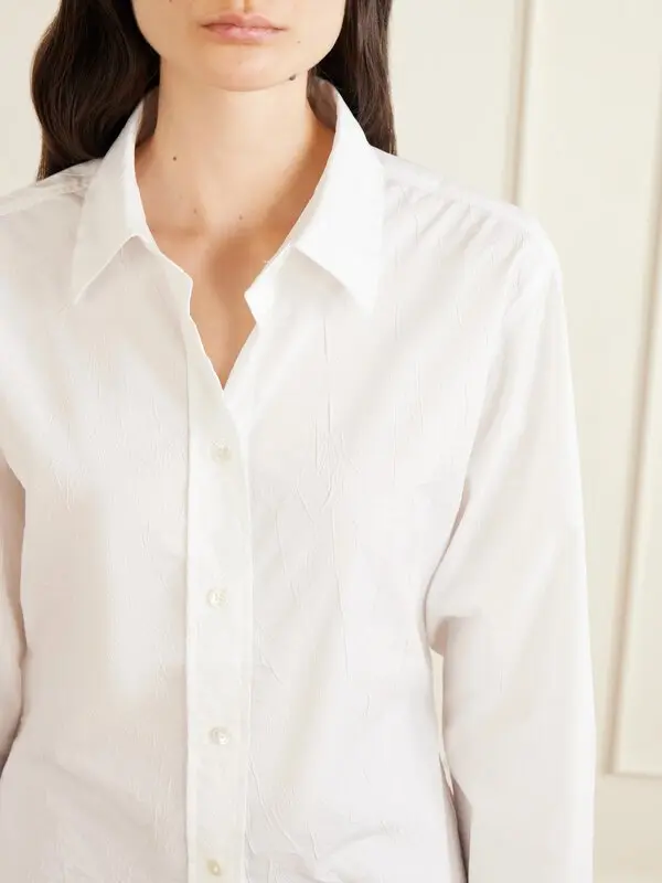RÓHE Shaped Crinkled Cotton-blend Poplin Shirt