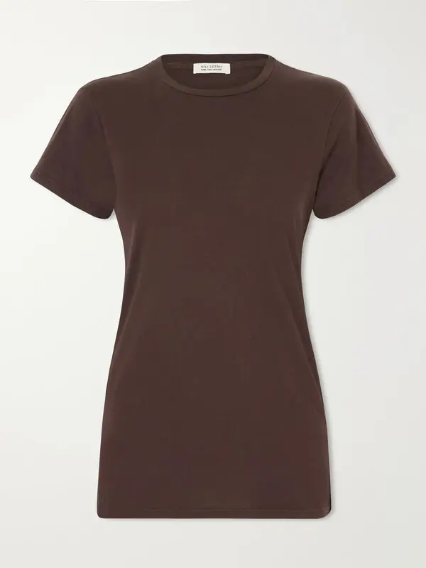 NILI LOTAN Lana Cotton-jersey T-shirt - Brown
