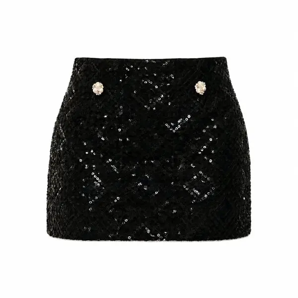 INTERNATIONAL APPEAL Sequin Mini Skirt - Black