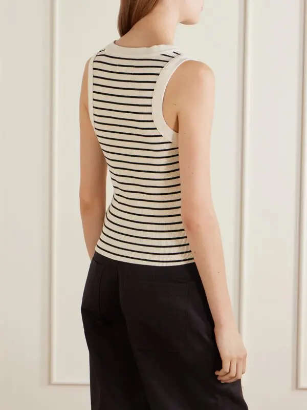 Citizens Of Humanity Caralyn Striped Ribbed Cotton-blend Tank - Neutrals