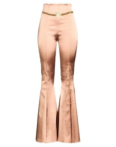 Elisabetta Franchi High Waisted Flared Satin Pants - Blush