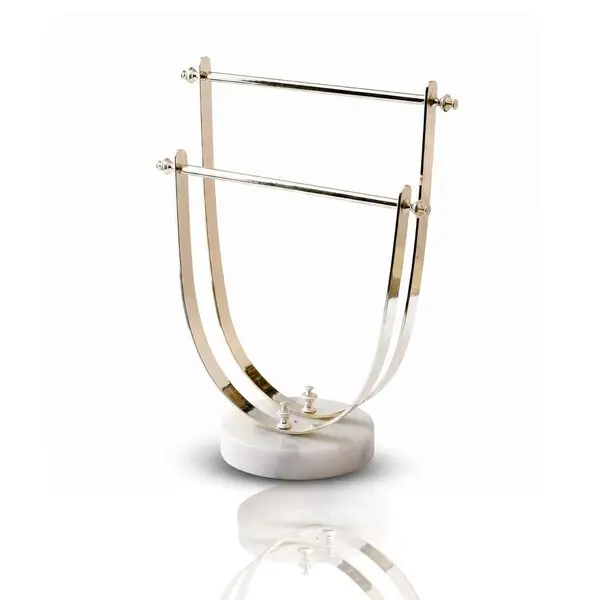 MARLETH Silver Towel Stand With Marble Base - White