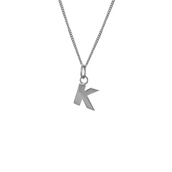 EDGE ONLY Letter Pendant "k" Initial Necklace Sterling - Silver