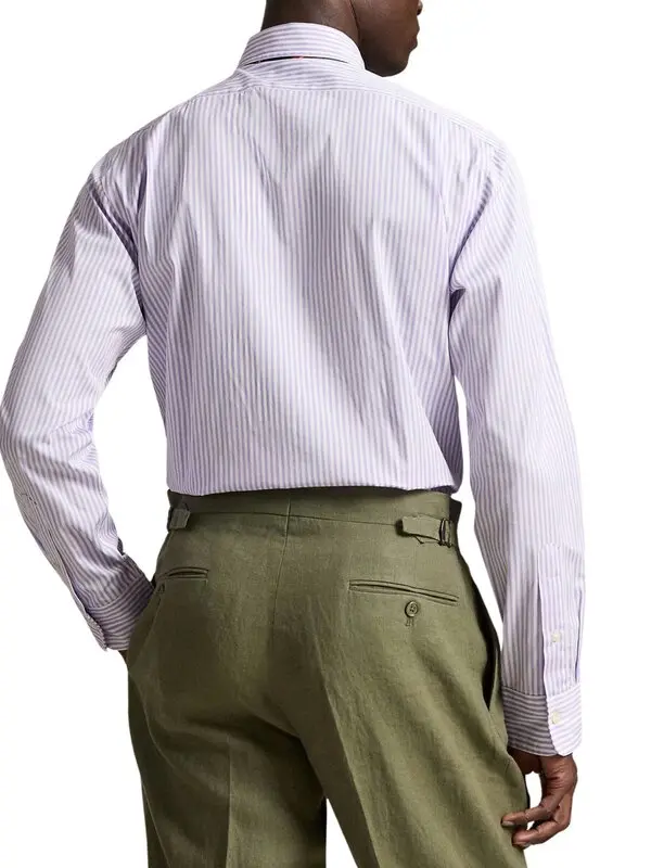 Polo Ralph Lauren Custom Fit Striped Poplin Shirt - Purple