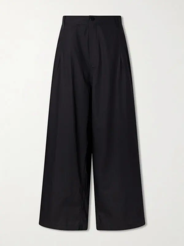 JAMIE HALLER The Lotus Cotton-poplin Wide-leg Pants - Black