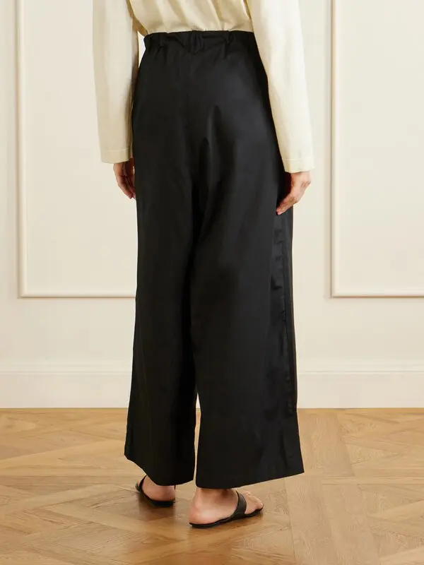 JAMIE HALLER The Lotus Cotton-poplin Wide-leg Pants - Black