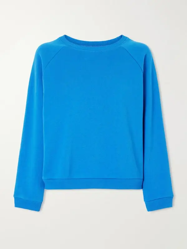 JAMIE HALLER Cotton-terry Sweatshirt - Blue