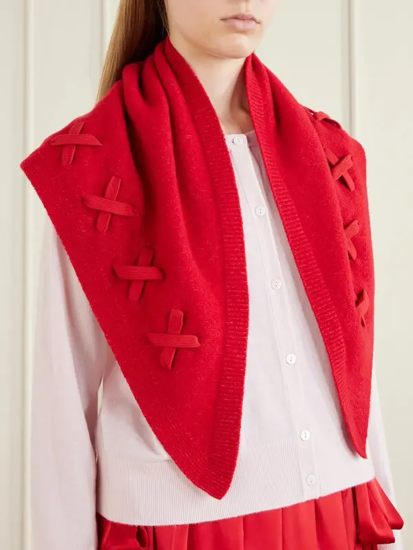 Simone Rocha Lace-up Merino Wool-blend Scarf