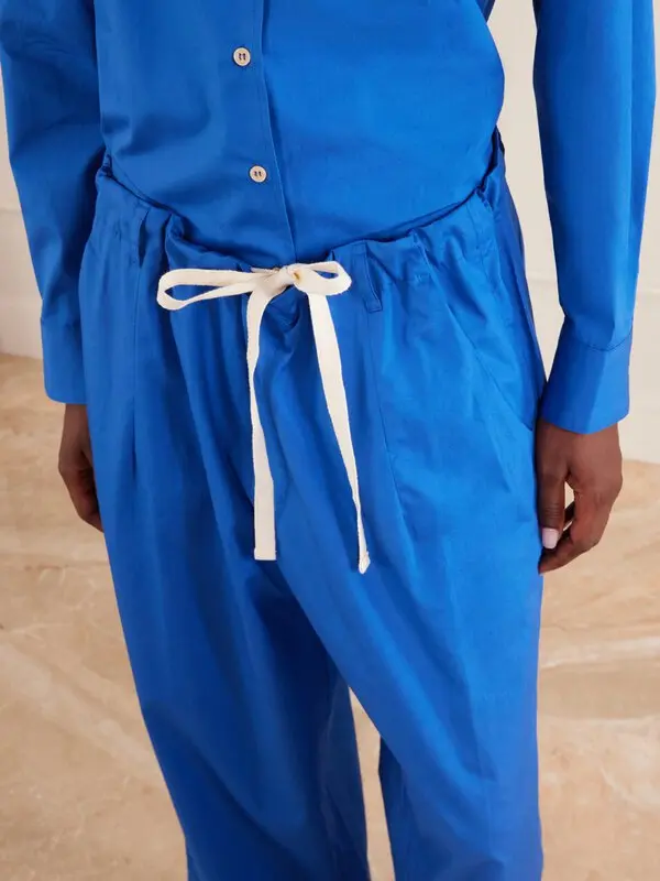 JAMIE HALLER Lotus Cotton-poplin Wide-leg Pants - Blue