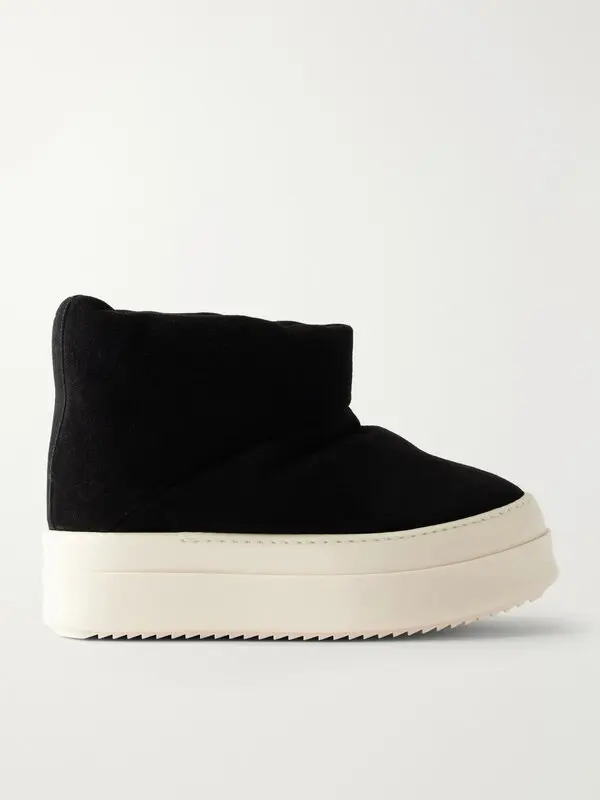 Rick Owens Suede Platform Sneakers - Black