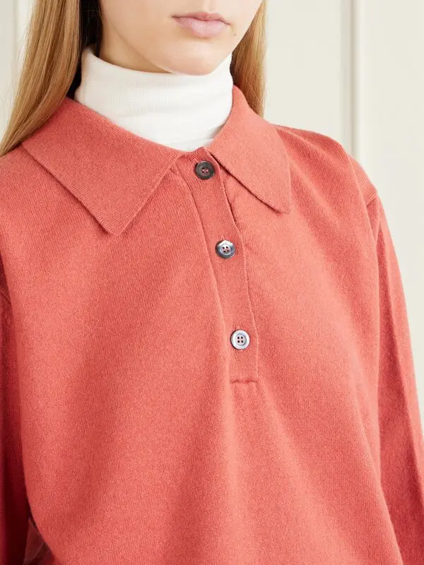 RÓHE Stretch Wool And Cashmere-blend Polo Shirt - Red