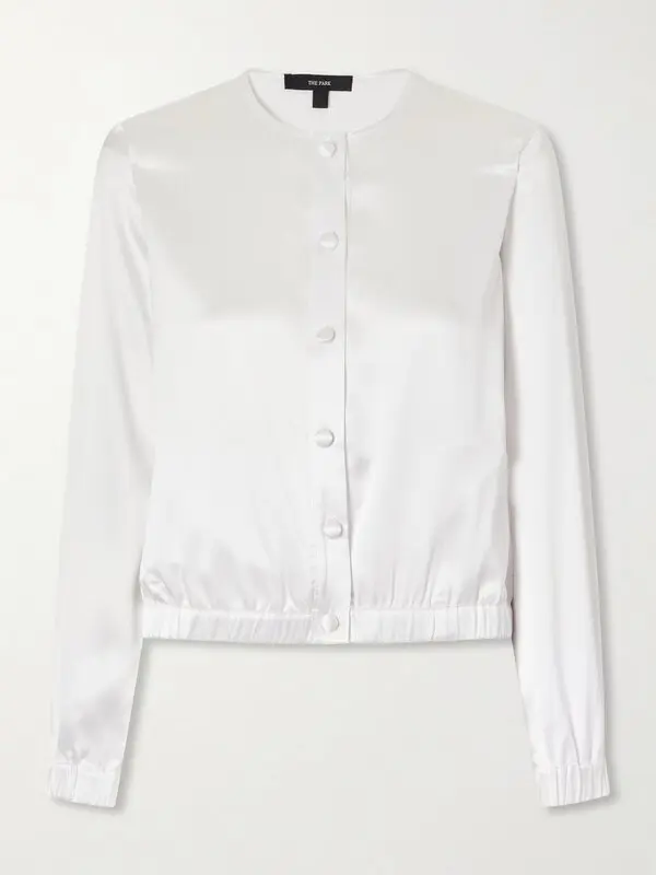 THE PARK Kelly Cropped Silk Jacket - White