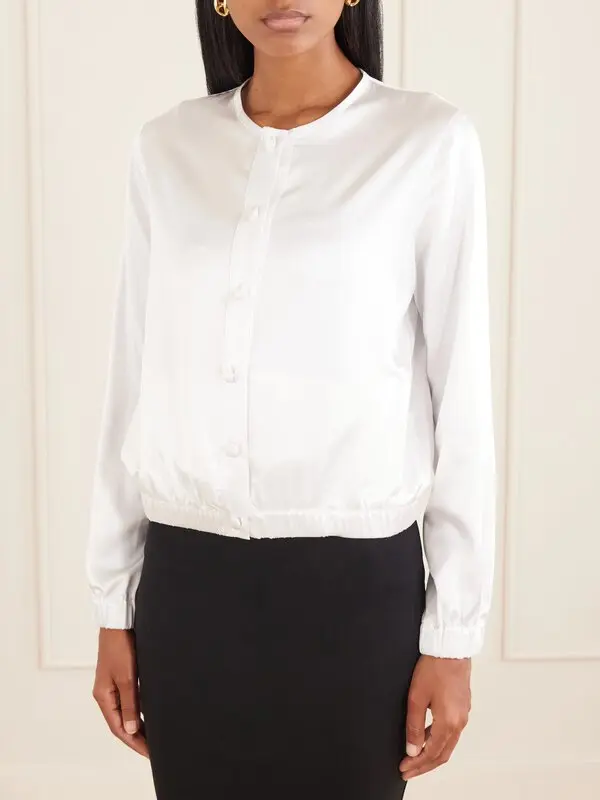 THE PARK Kelly Cropped Silk Jacket - White