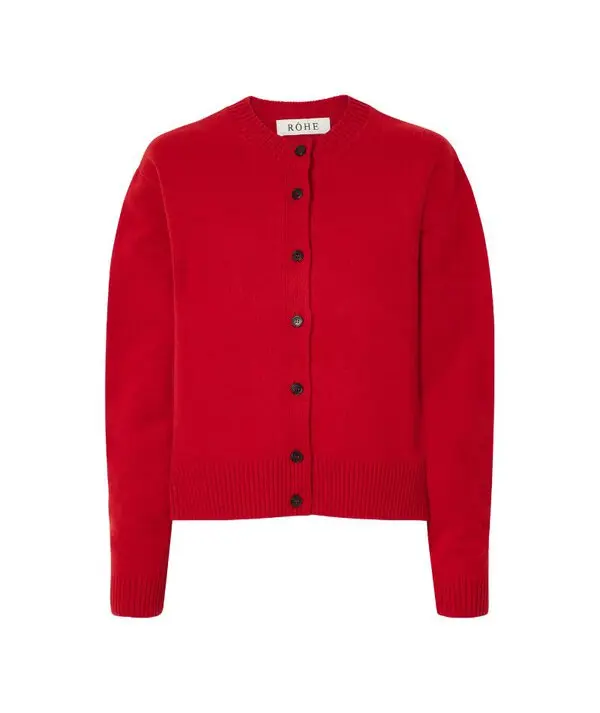 RÓHE Merino Wool-blend Cropped Cardigan - Red