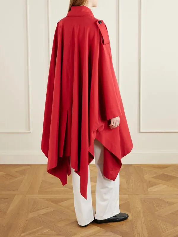 RÓHE Cotton Gabardine Cape Coat - Red