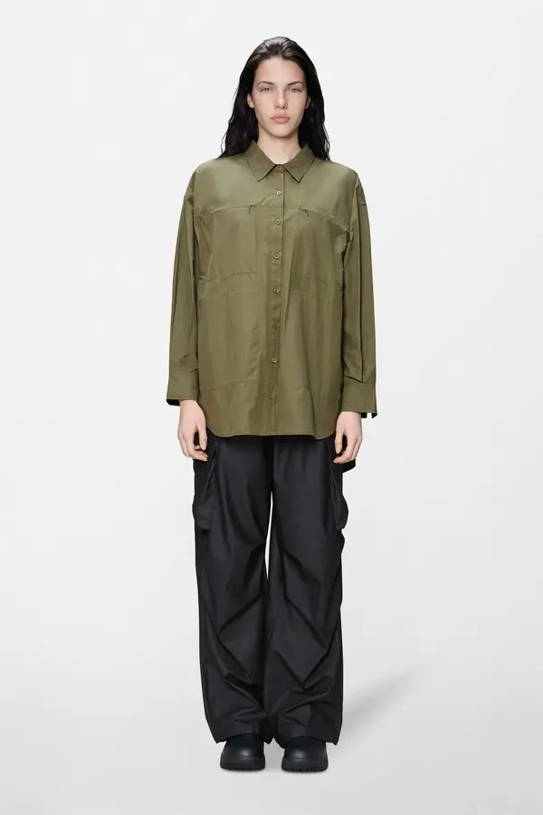 Rains Light Woven Long Sleeve W Shirt - Moss