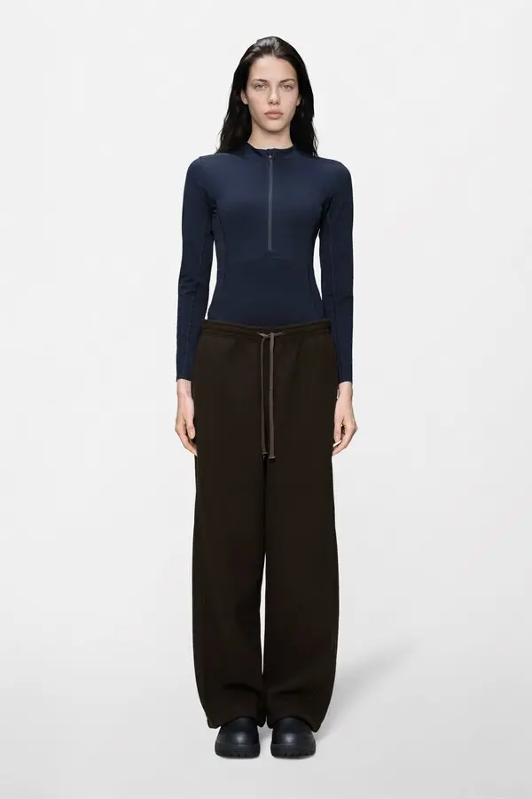 Rains Heavyweight Fleece Wide-leg Pants - Bark