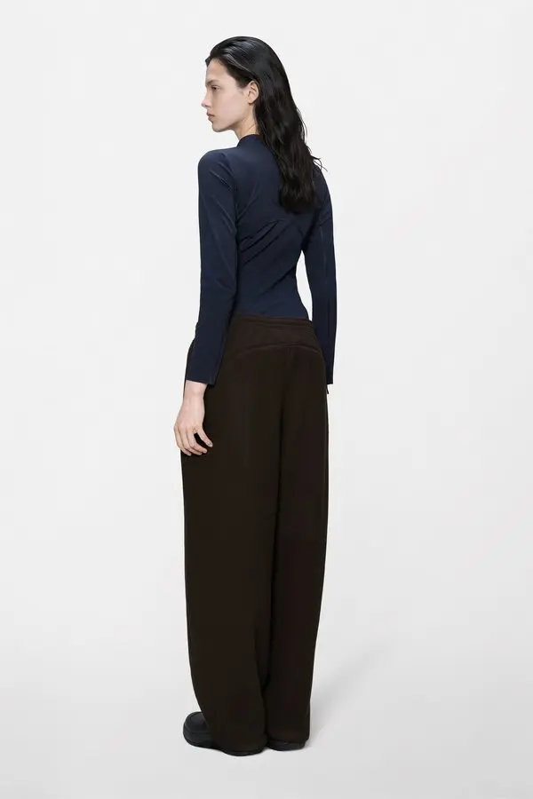 Rains Heavyweight Fleece Wide-leg Pants - Bark