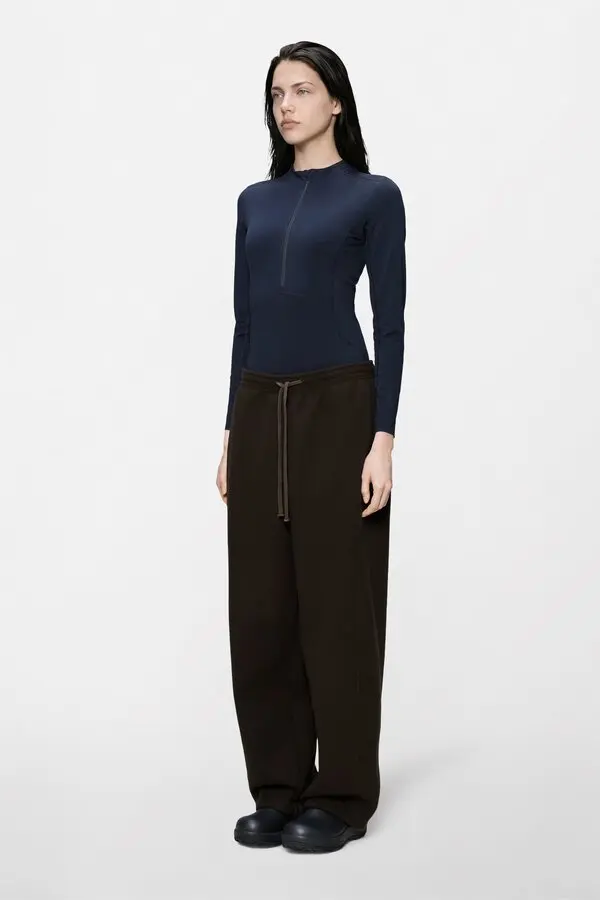 Rains Heavyweight Fleece Wide-leg Pants - Bark