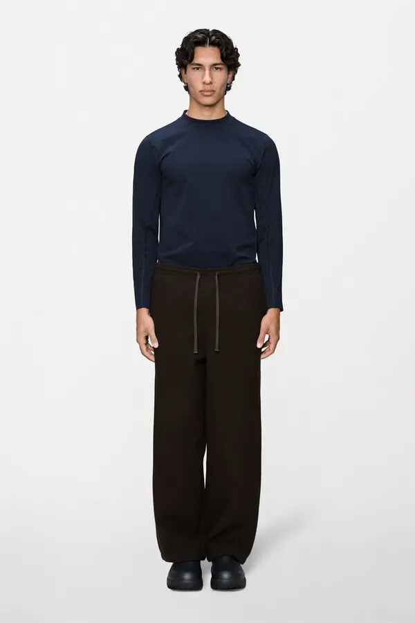 Rains Heavyweight Fleece Wide-leg Pants - Bark