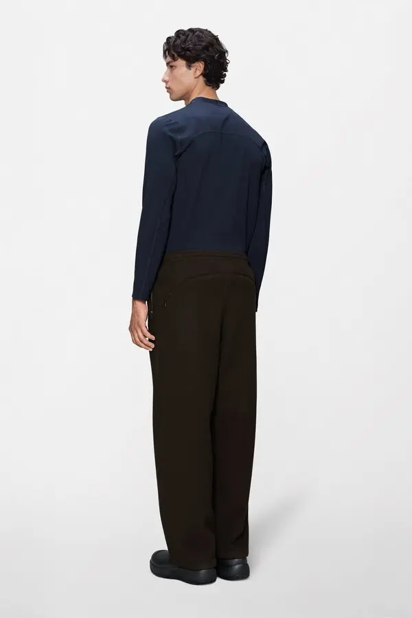 Rains Heavyweight Fleece Wide-leg Pants - Bark
