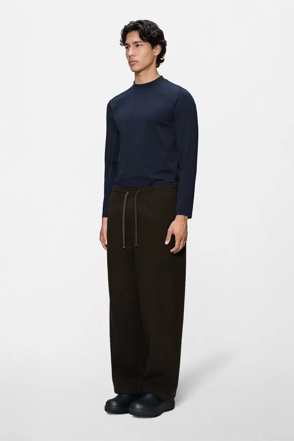 Rains Heavyweight Fleece Wide-leg Pants - Bark