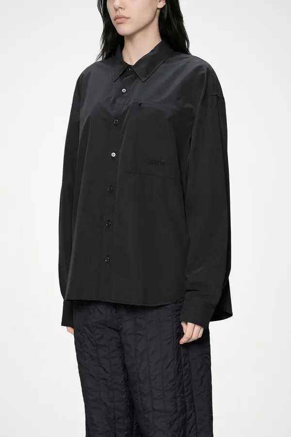 Rains Light Woven Long Sleeve Shirt - Black
