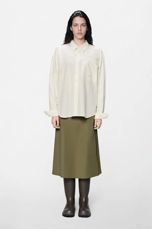 Rains Light Woven Long Sleeve Shirt - Blanc