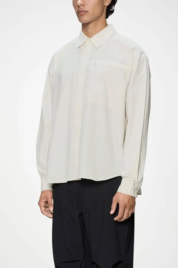 Rains Light Woven Long Sleeve Shirt - Blanc