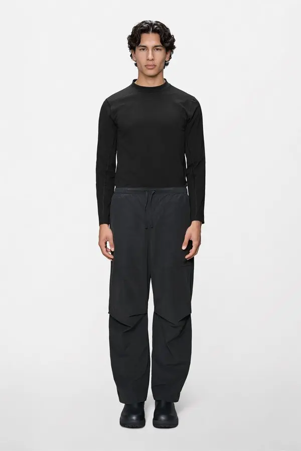 Rains Wide-leg Light Woven Pants With Action Pleats - Black
